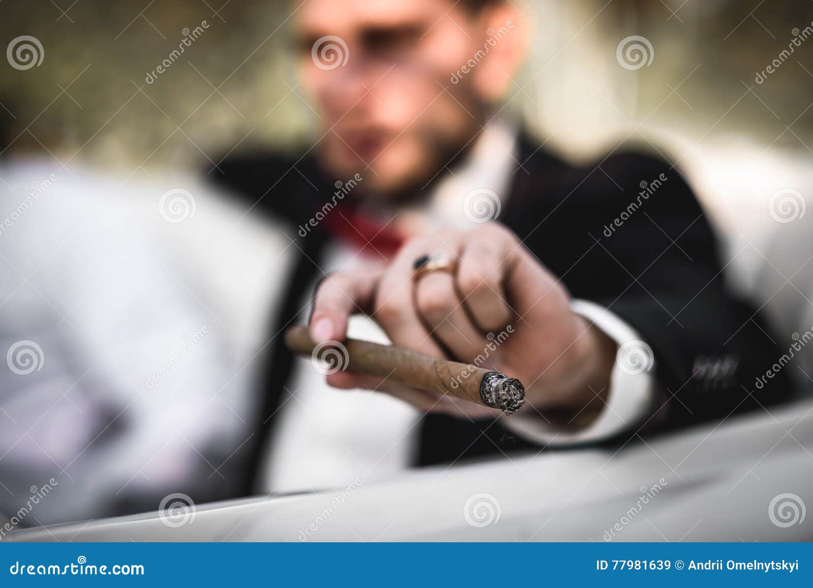 The Groom in the Car Smoking a Cigar Stock Image - Image of smolder ...