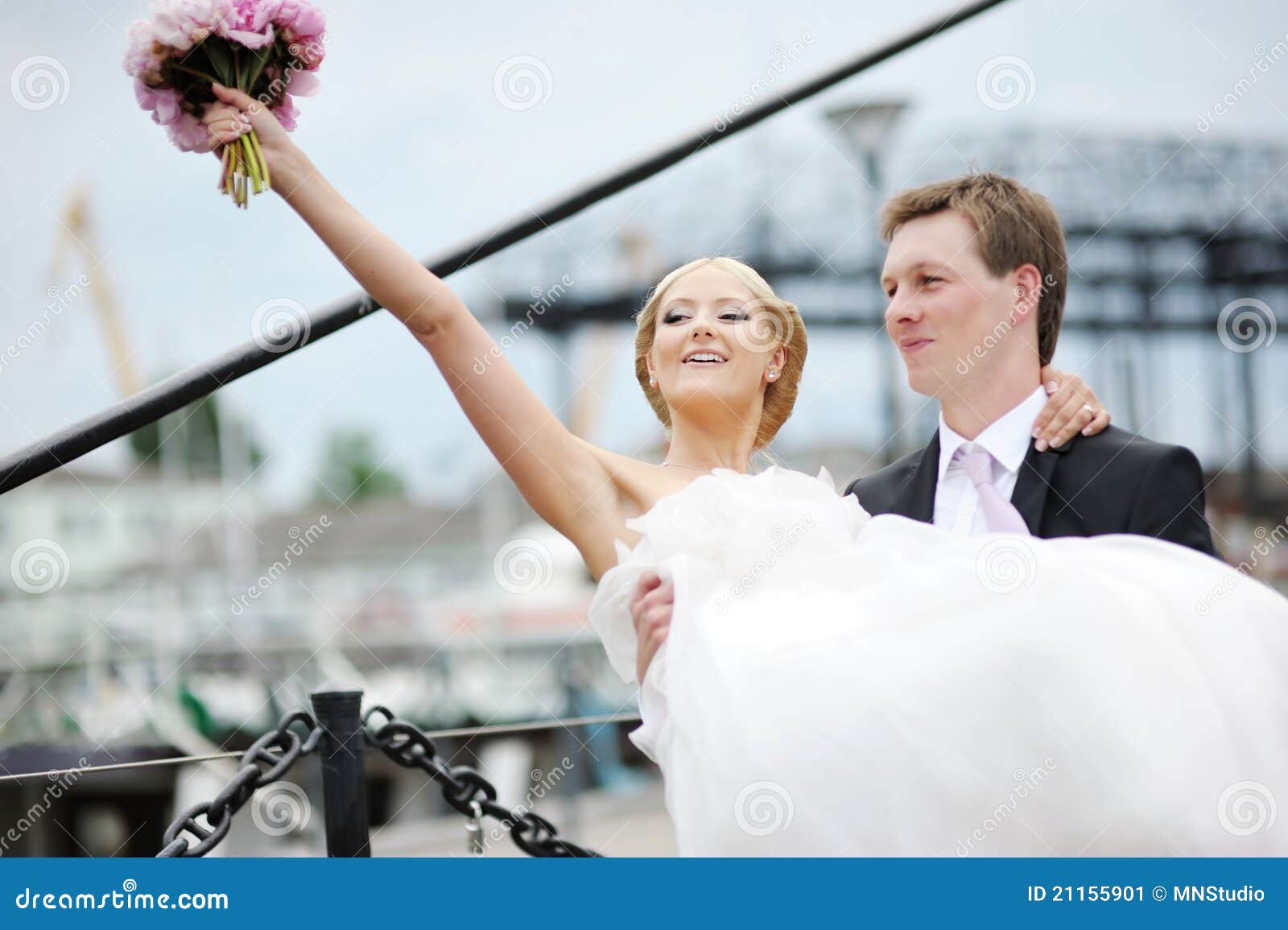 Groom Carrying His Beautiful Bride Stock Image - Image of groom ...