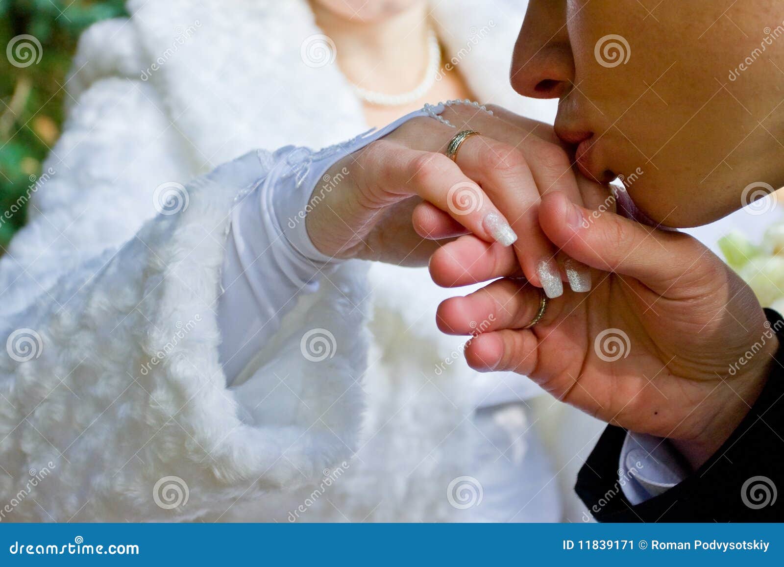 The Groom Kisses a Hand of the Bride Stock Image - Image of commitment ...