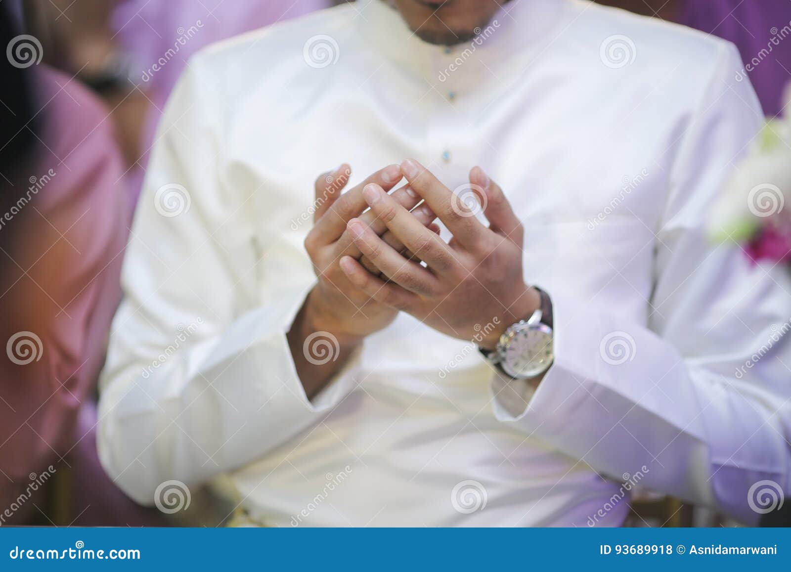 GROOM PUT HIS HAND TO PRAY DOA. Stock Photo - Image of adult, islamic ...
