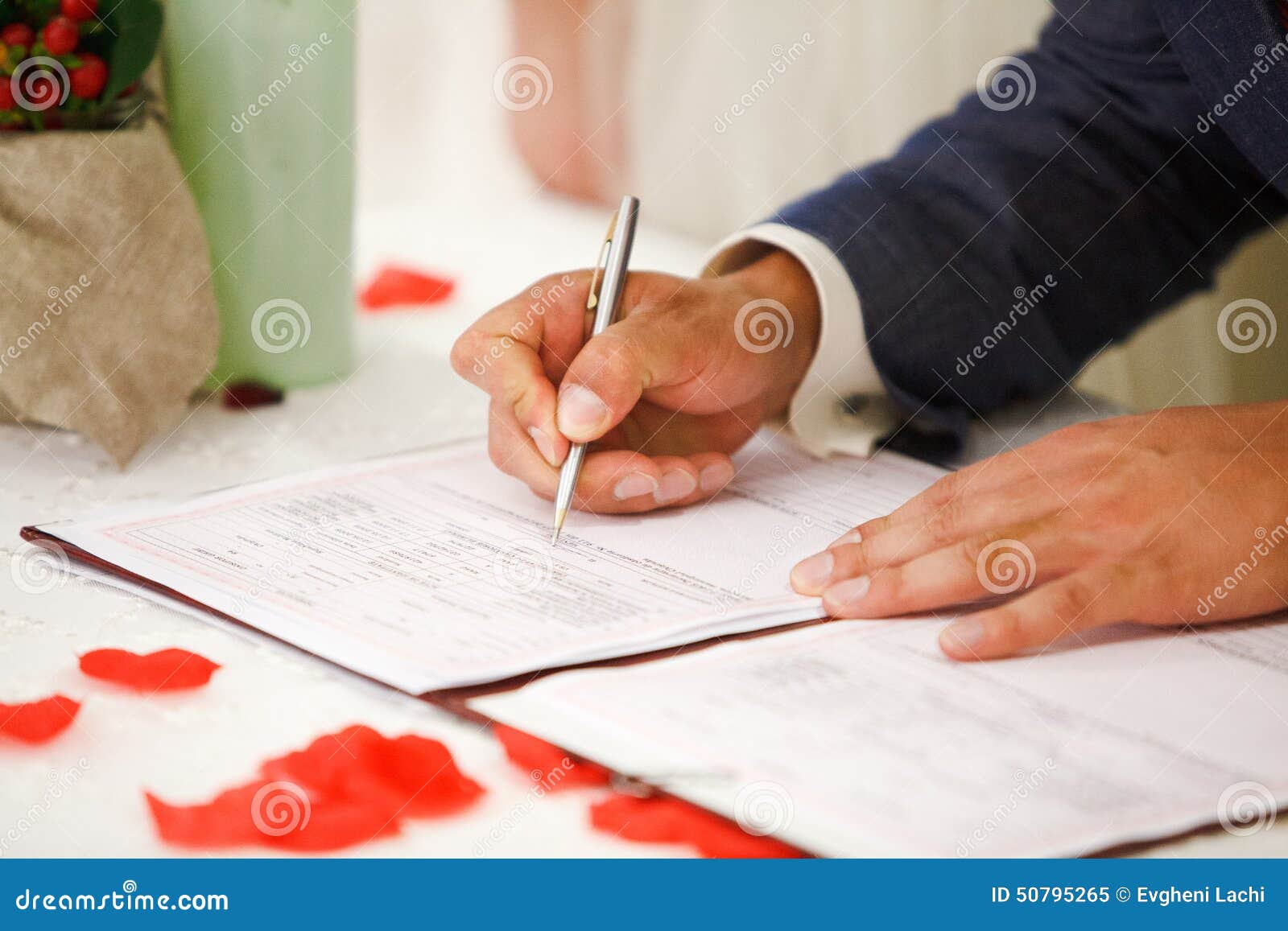 The Groom Signs The Marriage Certificate. Mexico. Royalty-Free Stock ...