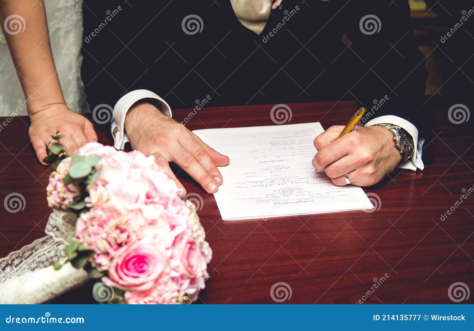 Groom Signs the Marriage Registration Documents Stock Image - Image of ...