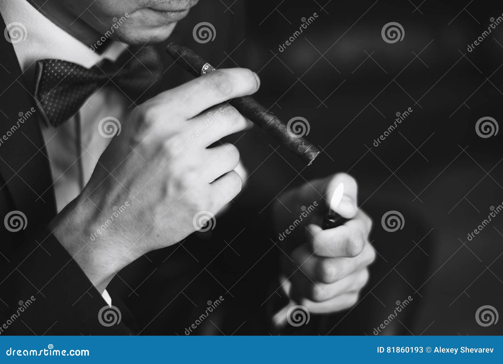 The Groom in a Suit Smoking Cigar Stock Image - Image of formal ...