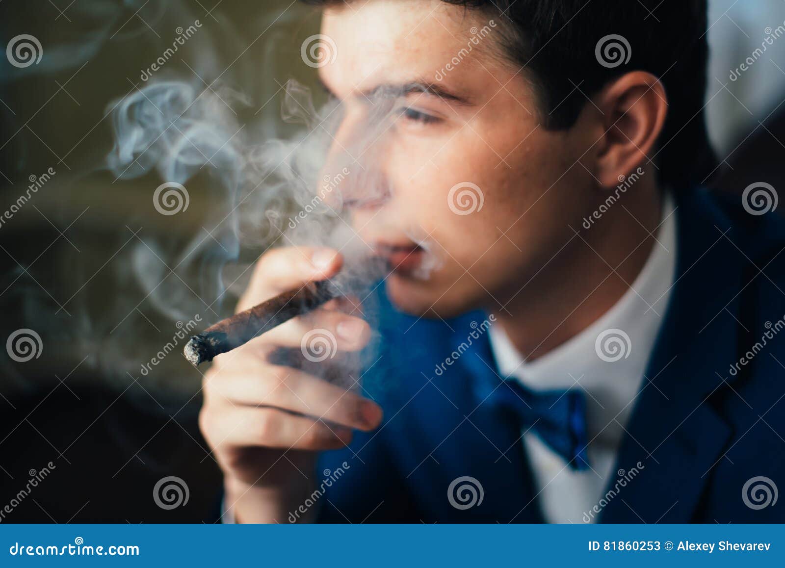 The Groom in a Suit Smoking Cigar Stock Image - Image of handsome ...