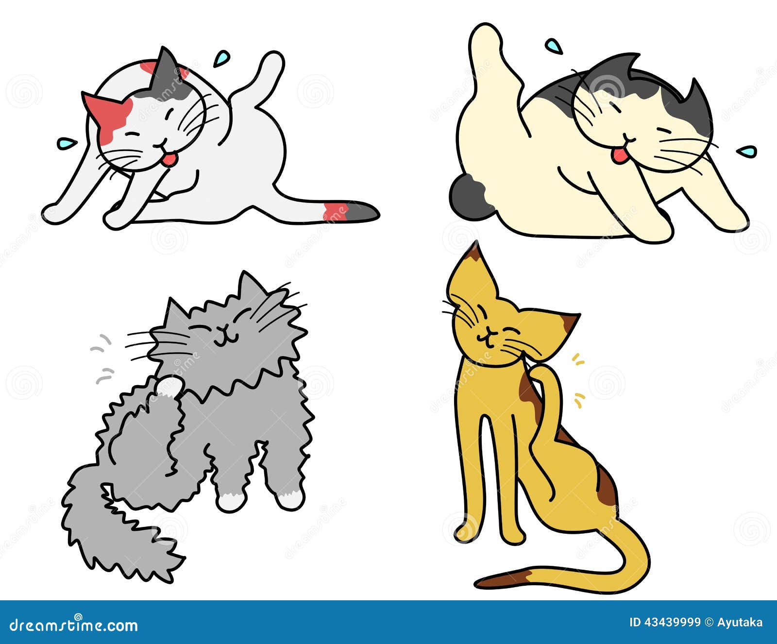 Grooming Cats Cartoon Vector | CartoonDealer.com #43439999