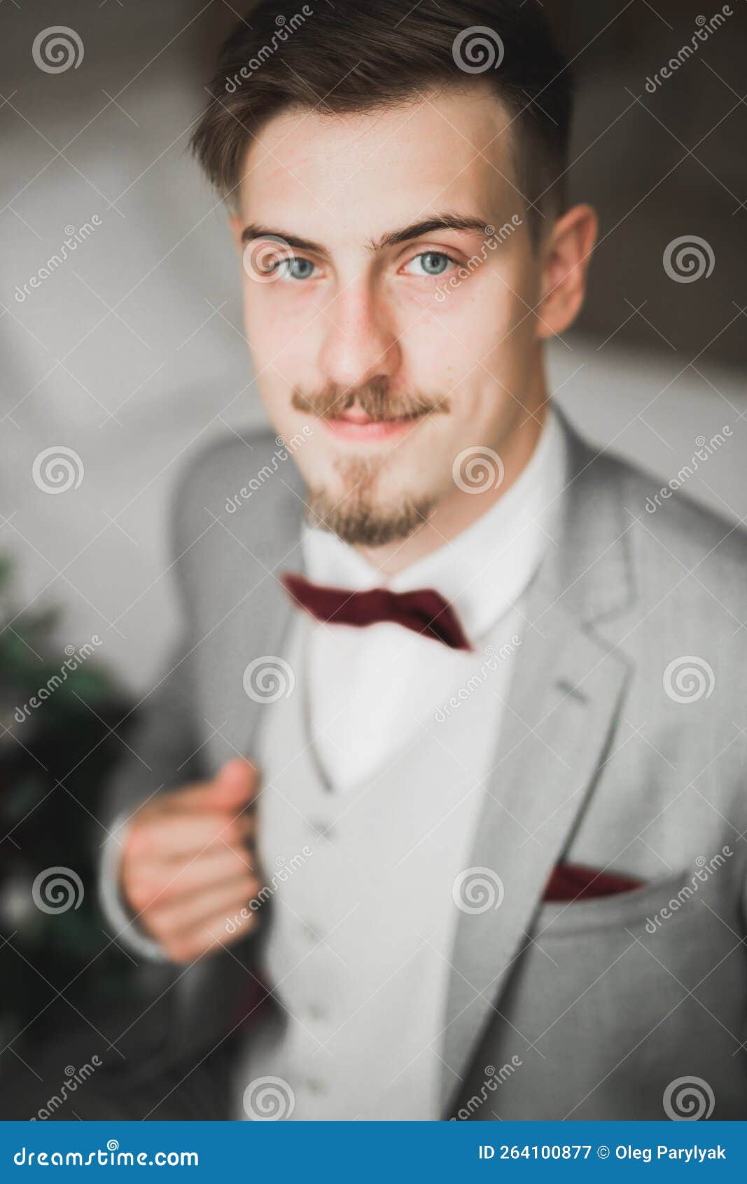 Grooms Morning Preparation. Handsome Man Getting Dressed and Preparing ...