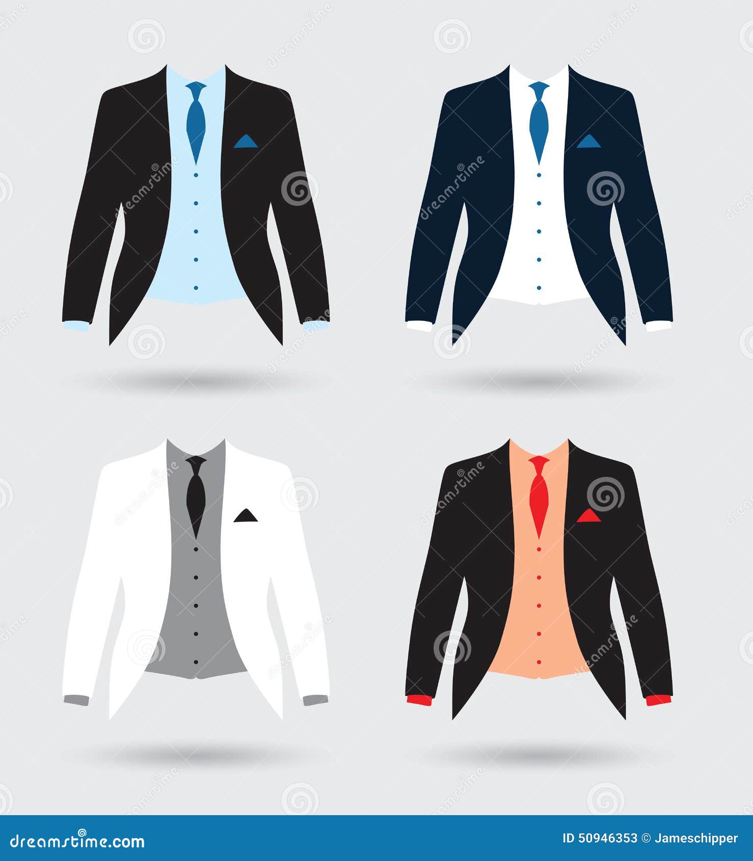 Suit Jacket Vector Template Illustration With Side View | White ...