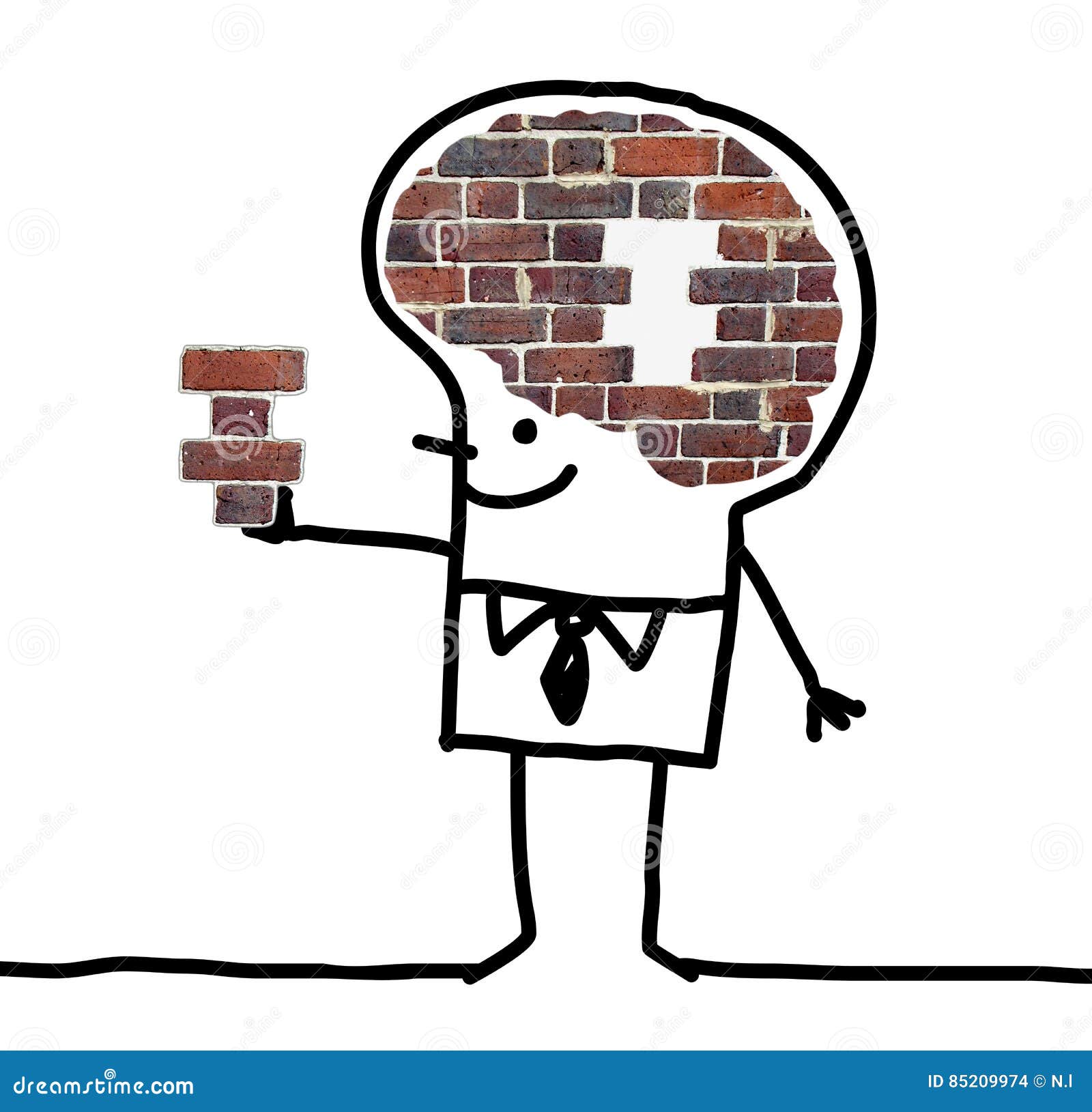 Groot Brain Man - Muur En Raadsel Stock Illustratie - Illustration of ...