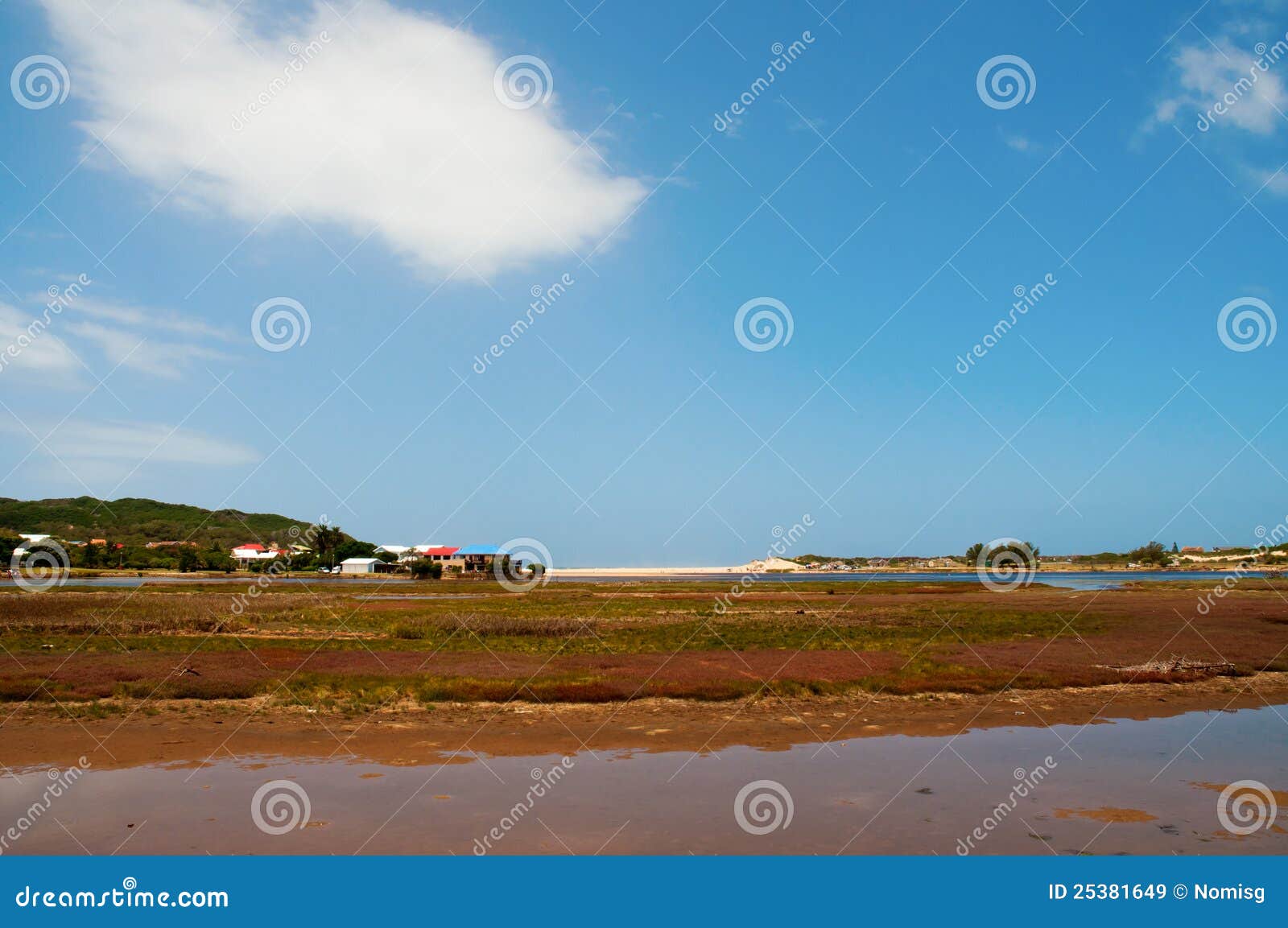 Groot Brak beach stock image. Image of wetlands, houses - 25381649