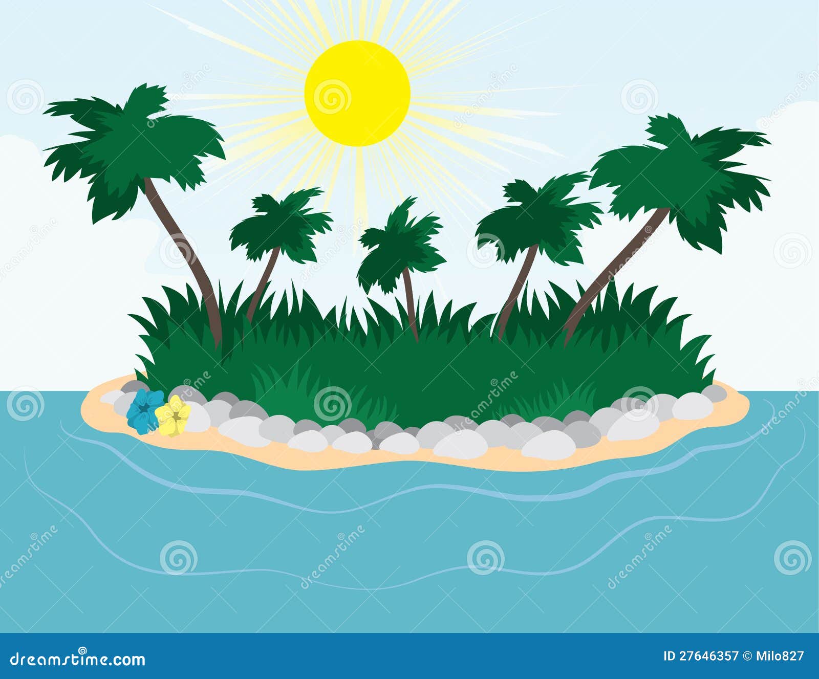 Groot eiland vector illustratie. Illustration of gras - 27646357