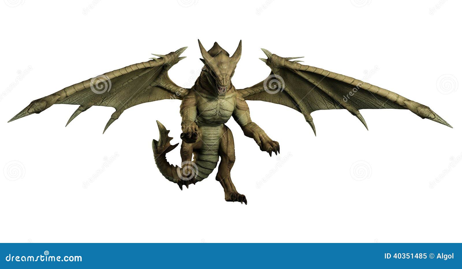 Groot Groen Dragon Pouncing Stock Illustratie - Illustration of ...