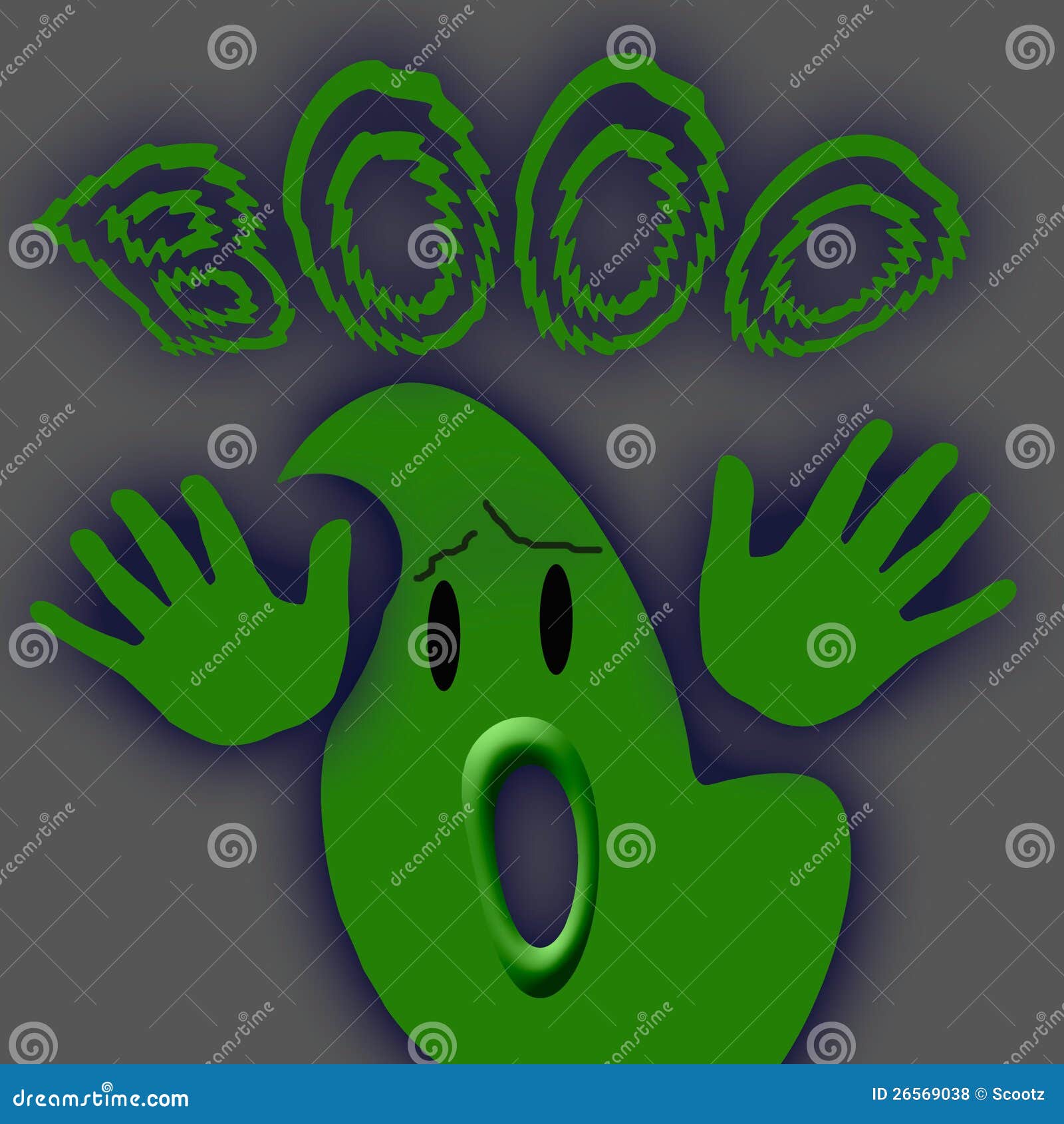 Groot groen spook stock illustratie. Illustration of uitdrukking - 26569038