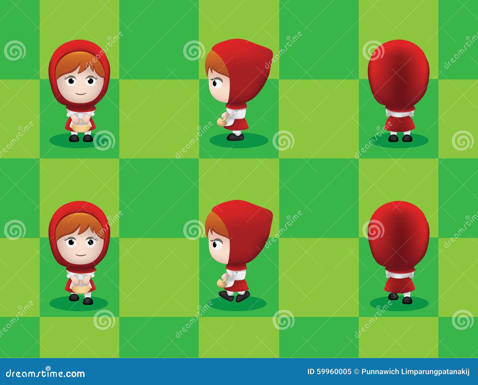 Groot Hoofd Rood Berijdend Hood Walking Cartoon Vector Vector ...