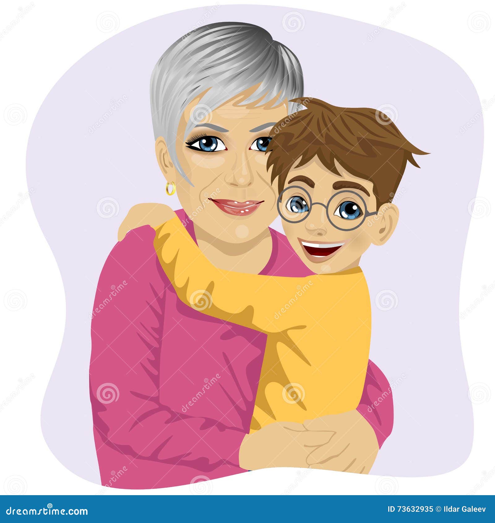 Grootmoeder Die Haar Leuke Kleinzoon Koesteren Vector Illustratie ...