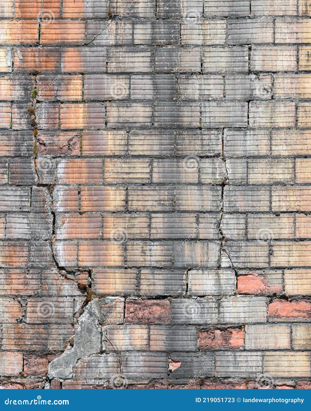 Grooved Bricks in an Old Wall with Cracks Stock Image - Image of layers ...