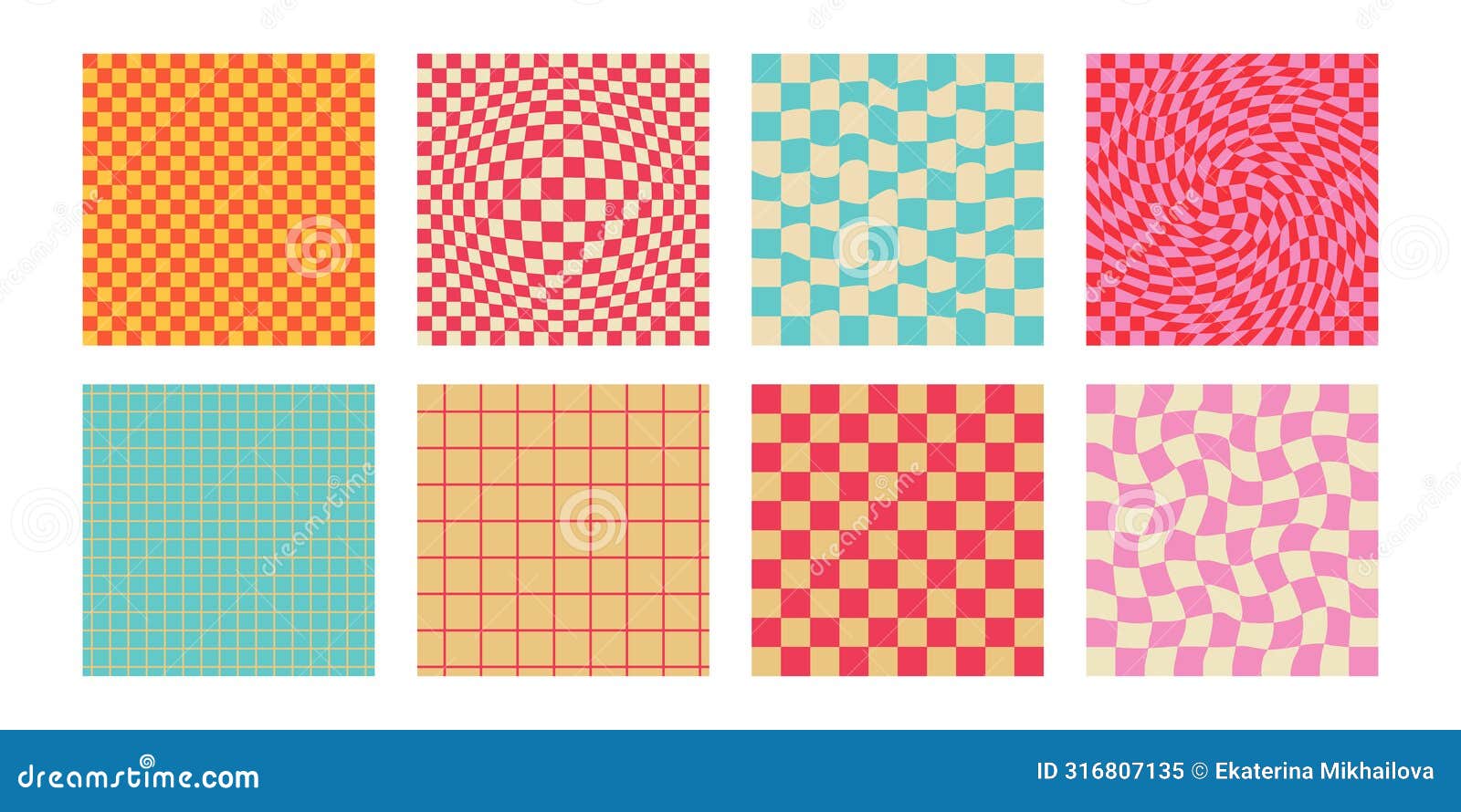 Distorted Chessboard With Vortex Effect. Twisted Checkered Optical ...