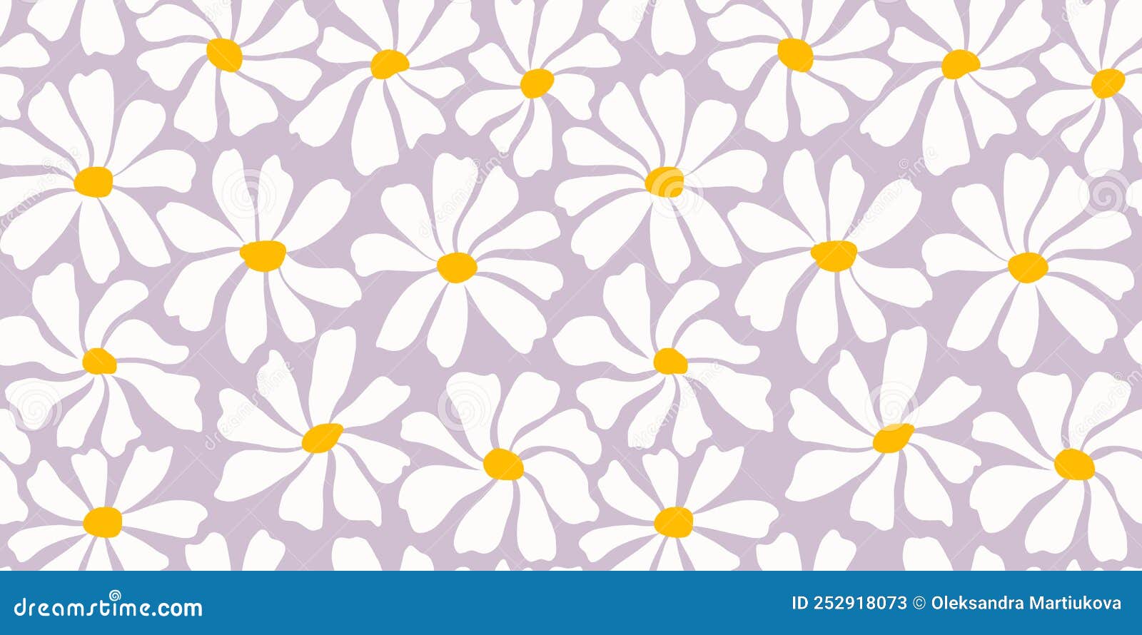 Groovy Daisy Flower Seamless Pattern. Cute Hand Drawn Floral Background ...