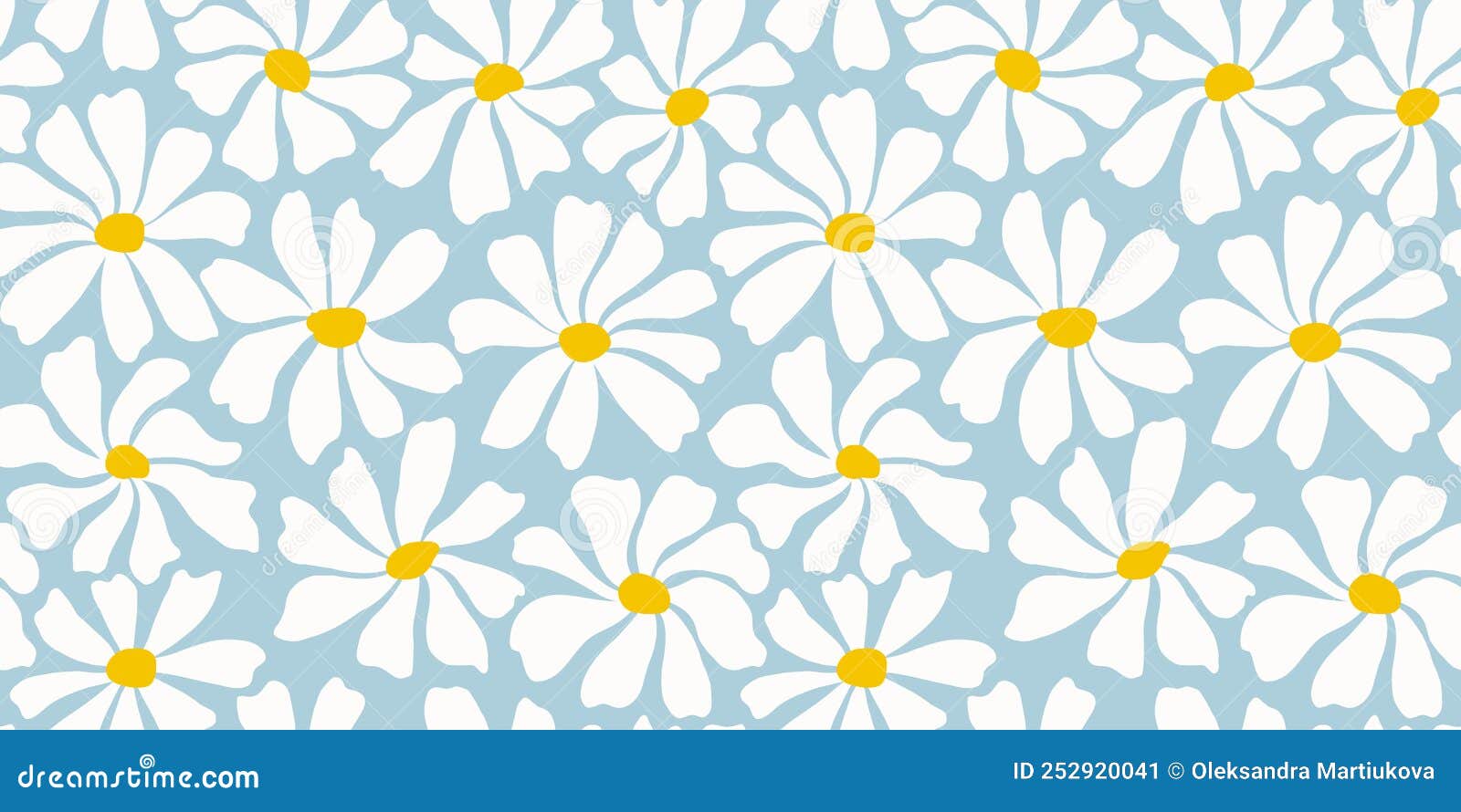 Groovy Daisy Flower Seamless Pattern. Cute Hand Drawn Floral Background ...