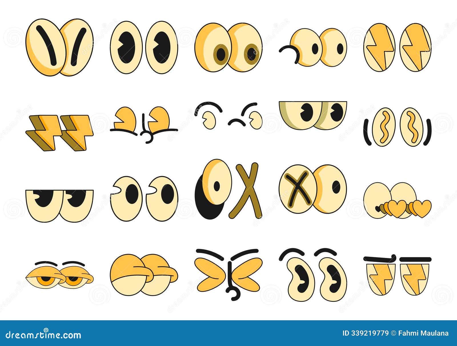 Groovy Eyes Design Element Set Stock Vector - Illustration of simple ...