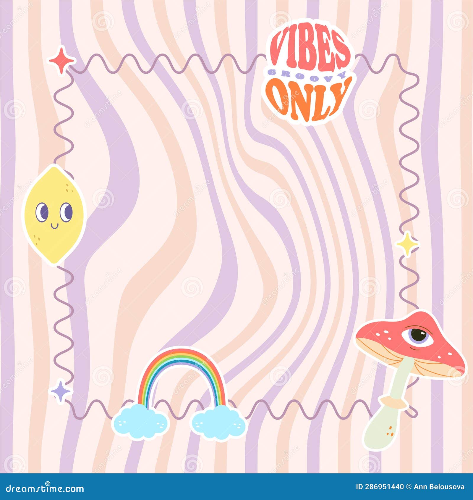 A Groovy Frame With A Wavy Edge And A Simple Y2k Border Cartoon Vector ...