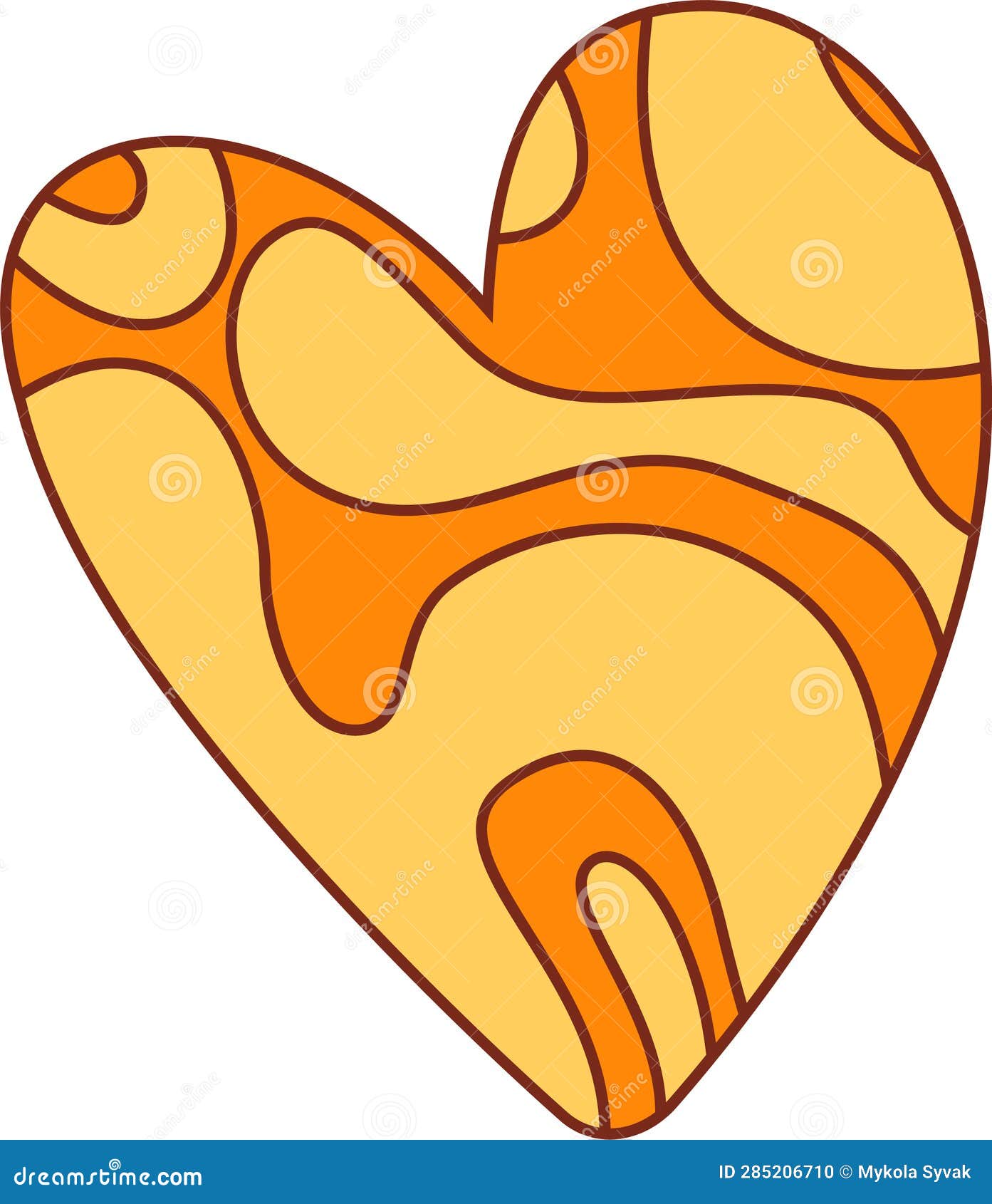 Groovy Heart Mascot Character. Retro Cartoon Style. Cute Cartoon Heart ...