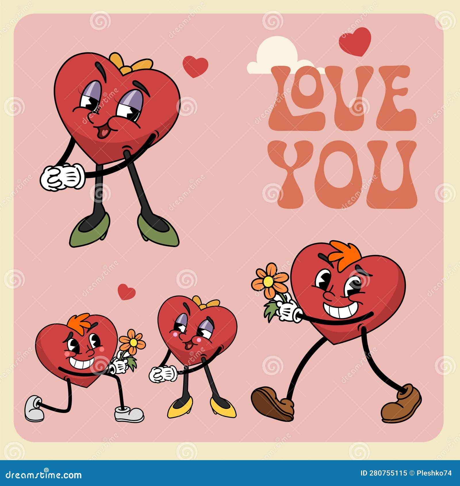 Mascot Characters Set Vector In Retro 30s Cartoon Style. Cute, Funny ... Mascot Characters Set Vector In Retro 30s Cartoon Style. Cute, Funny ...