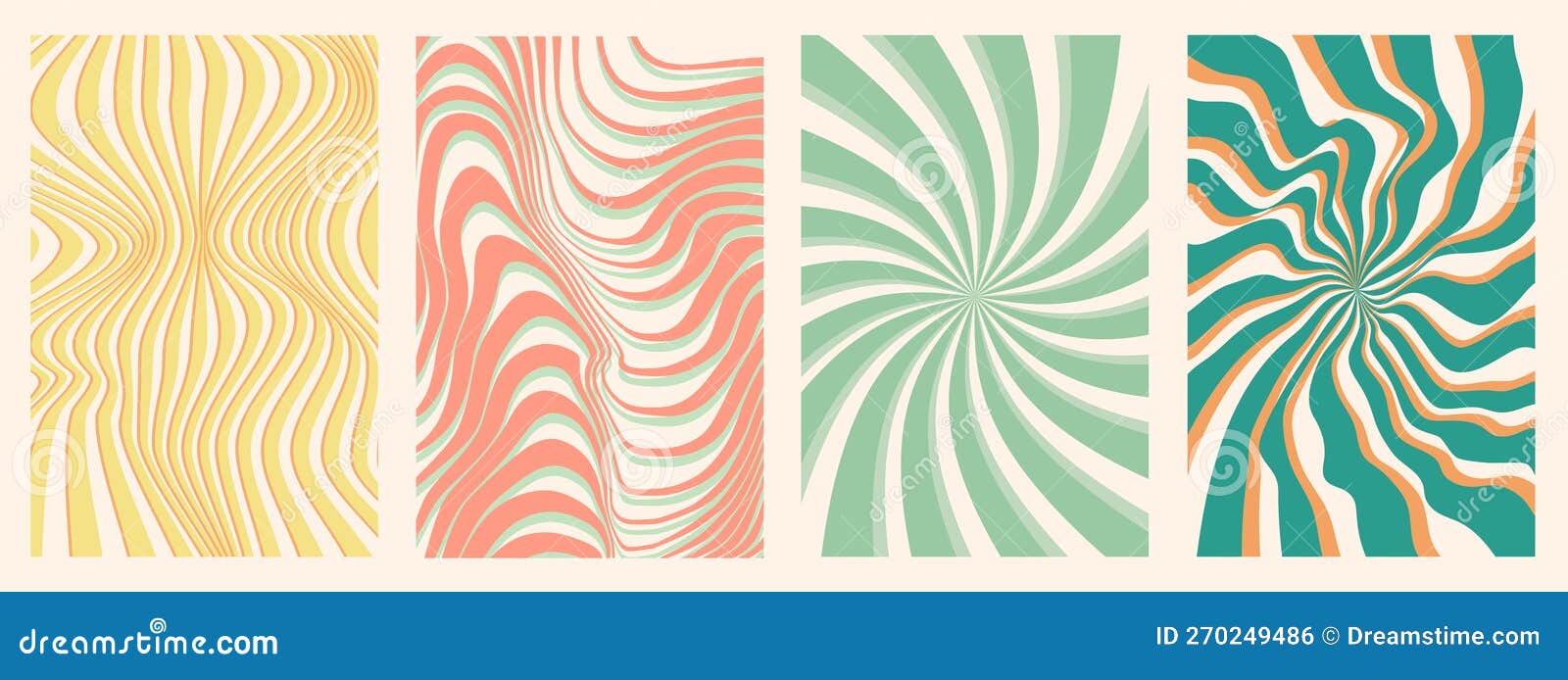 Groovy Hippie 70s Backgrounds. Waves, Swirl, Twirl Pattern Stock Vector ...