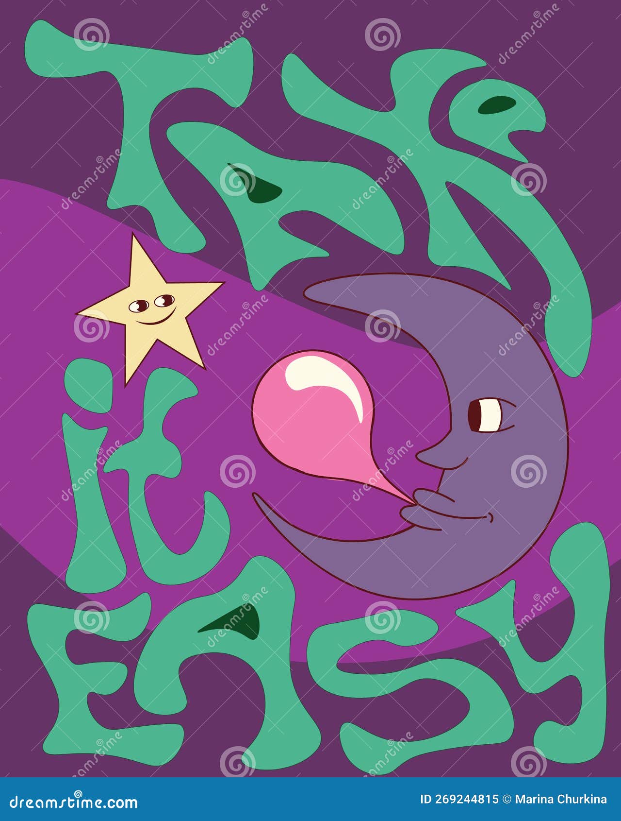 Groovy moon take it easy stock vector. Illustration of rounded - 269244815