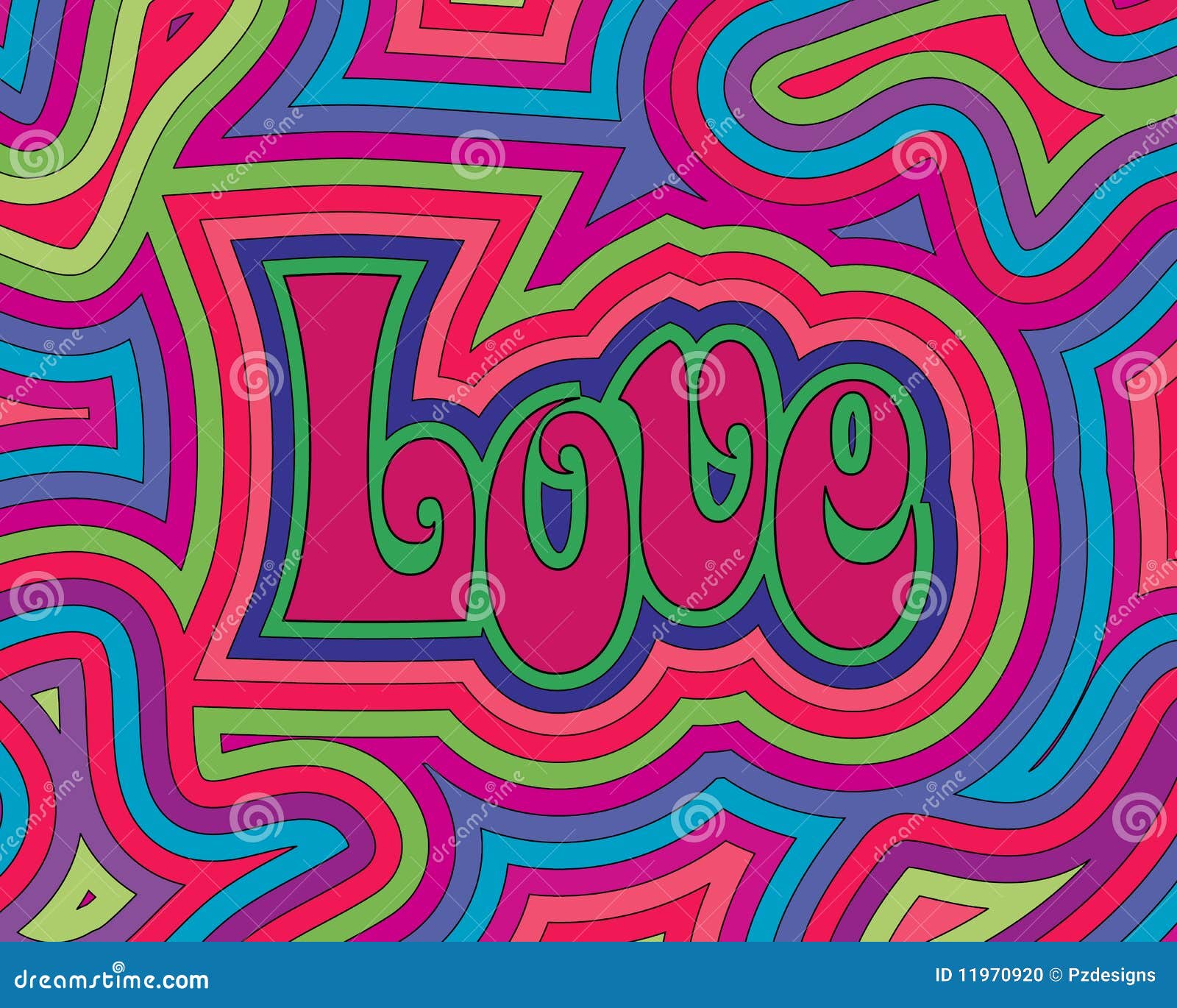 Groovy Love stock vector. Illustration of groovy, abstract - 11970920