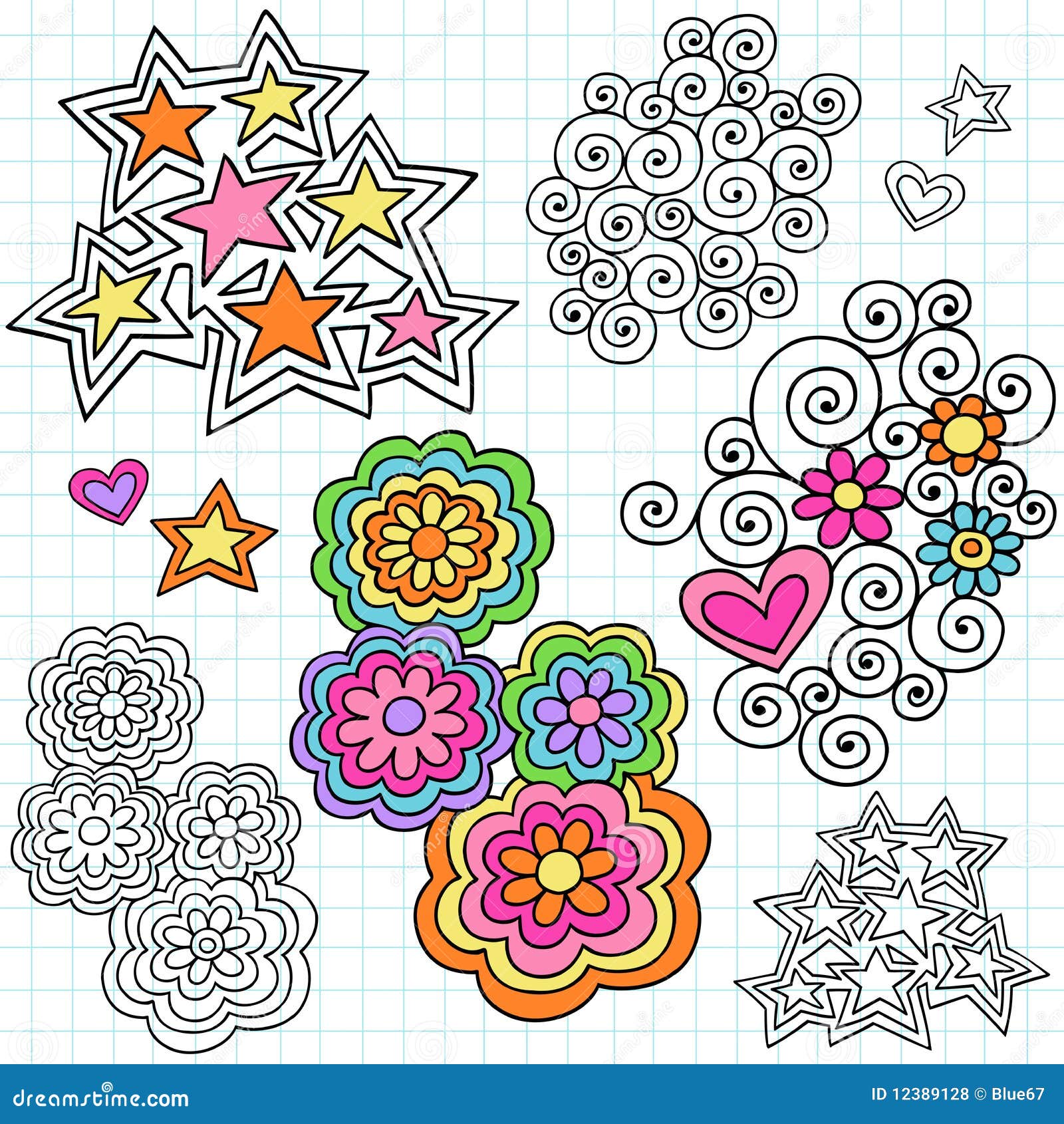 Groovy Notebook Doodle Design Elements Vector Stock Vector ...