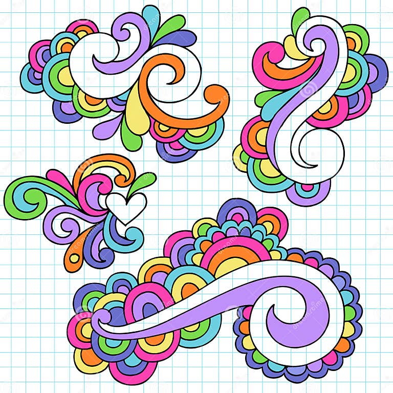 Groovy Notebook Doodle Design Elements Vector Stock Vector ...