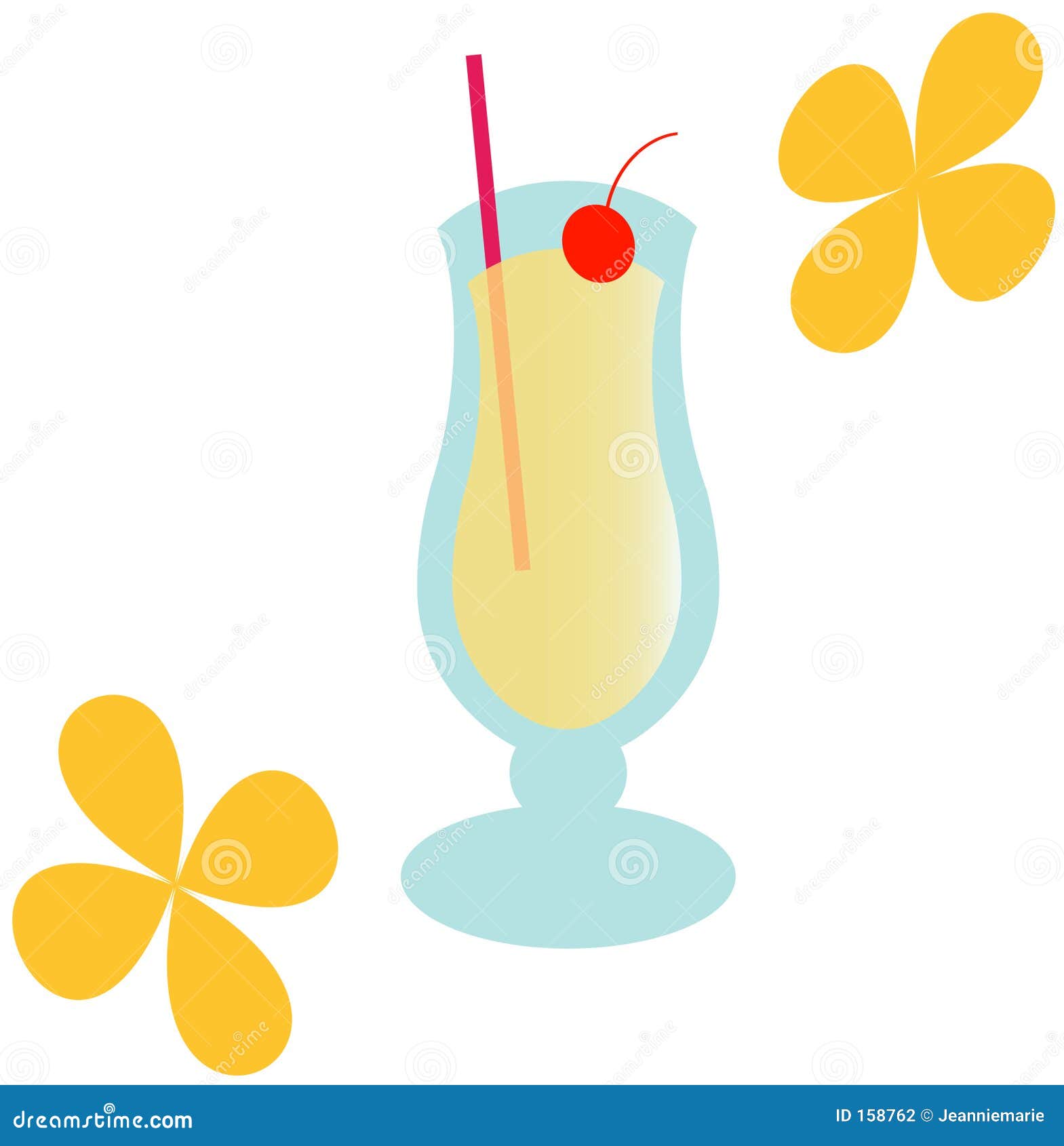 Pina Colada Cocktail Chalk Color Cartoon Vector | CartoonDealer.com ...