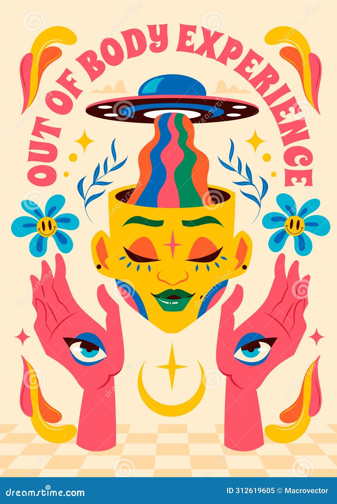 Groovy Poster in Flat Design Stock Illustration - Illustration of ...