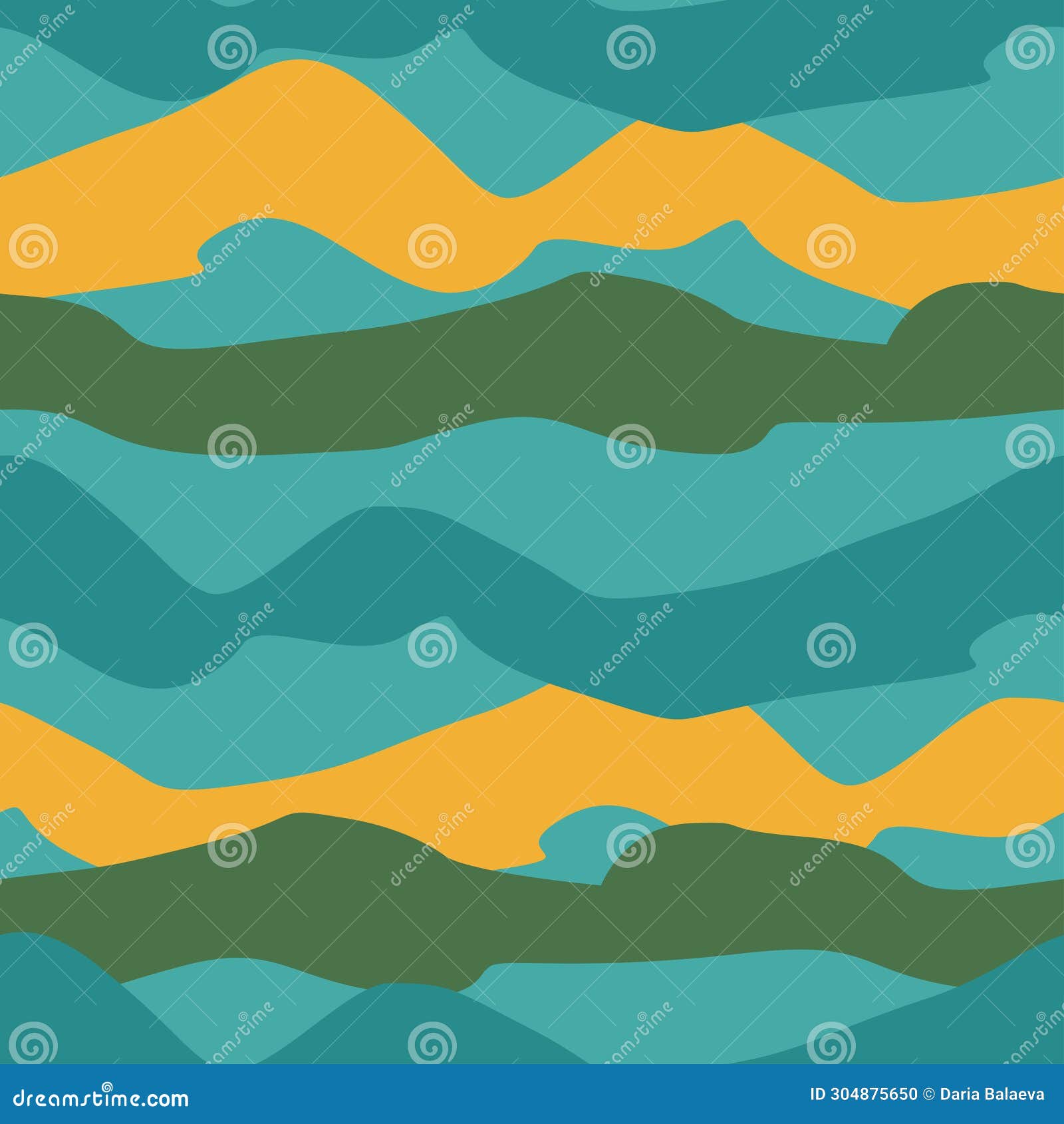 Groovy Psychedelic Blue Waves Seamless Pattern Stock Vector ...