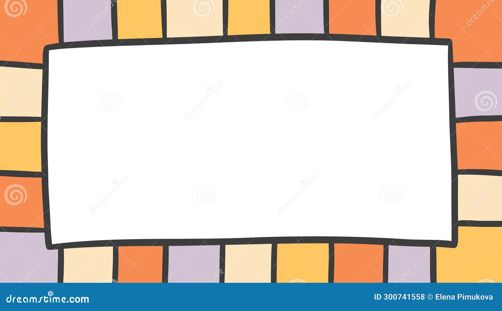 Groovy Psychedelic Frame in Hippie Style. Hand Drawn Retro Border ...