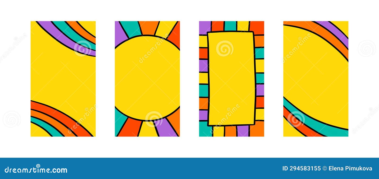 Groovy Psychedelic Frames in Hippie Style. Hand Drawn Retro Border ...