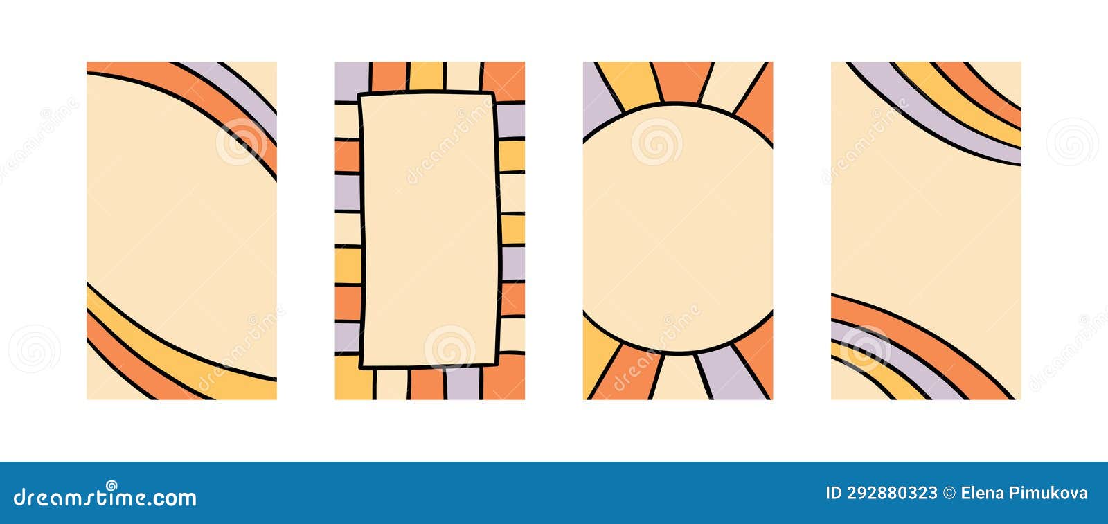 Groovy Psychedelic Frames in Hippie Style. Psychedelic Retro Border ...