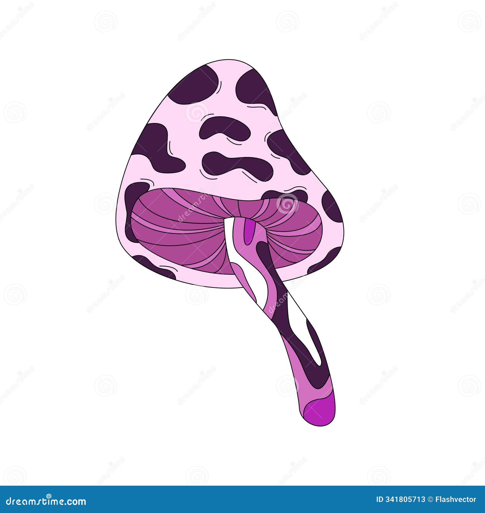 Groovy Psychedelic Hippie Mushroom with Spotted Cap, Toadstool with ...