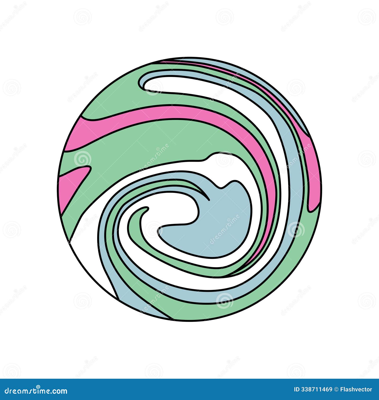 Groovy Hypnotic Patterns In Y2k Style. Poster With Repeating Stars In ...