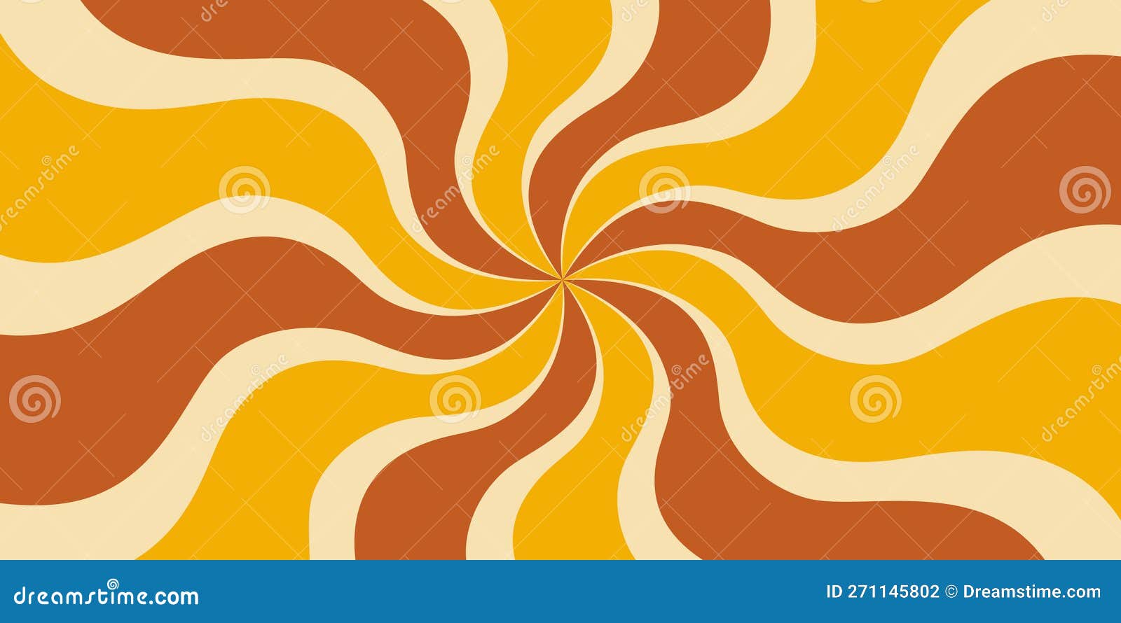 Groovy 70s, 60s Background with Twisted Sunburst. Vector Illustration ...