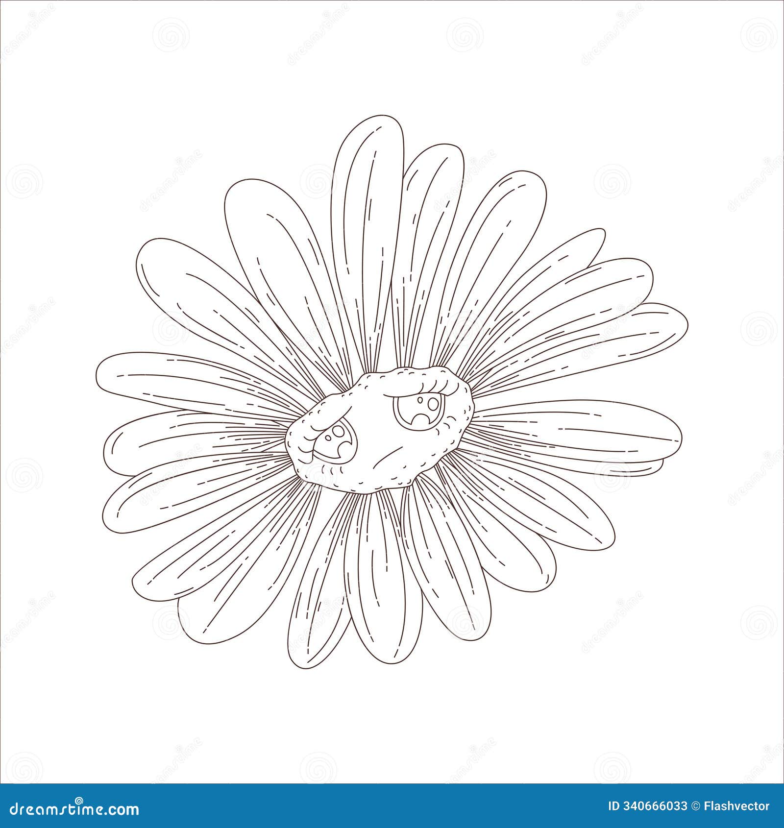 Groovy Sad Flower Character with Unhappy Frustrated Expression Stock ...