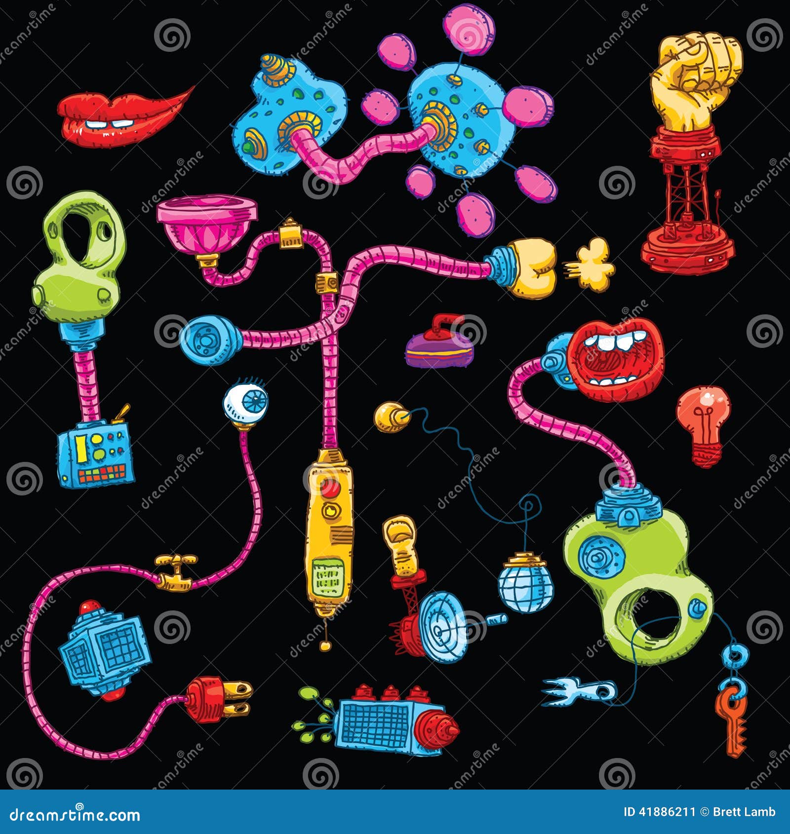 Groovy Space Objects stock illustration. Illustration of icon - 41886211