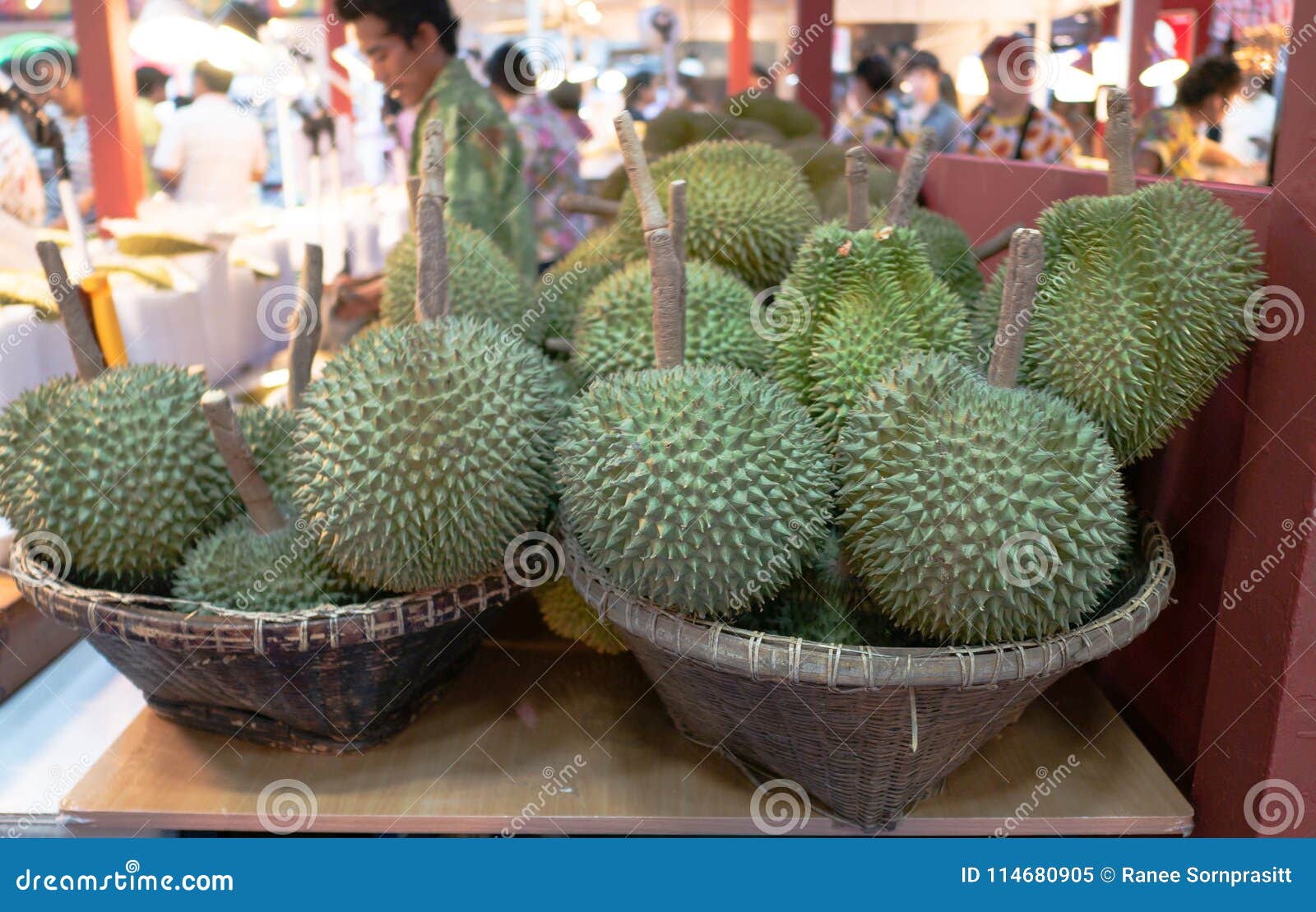 Grop of Durian in basket editorial image. Image of city - 114680905