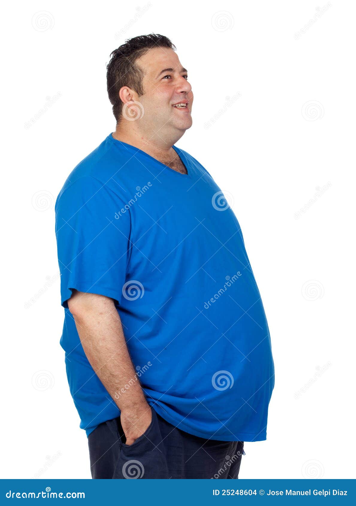 Gros homme heureux photo stock. Image du optimiste, isolement - 25248604