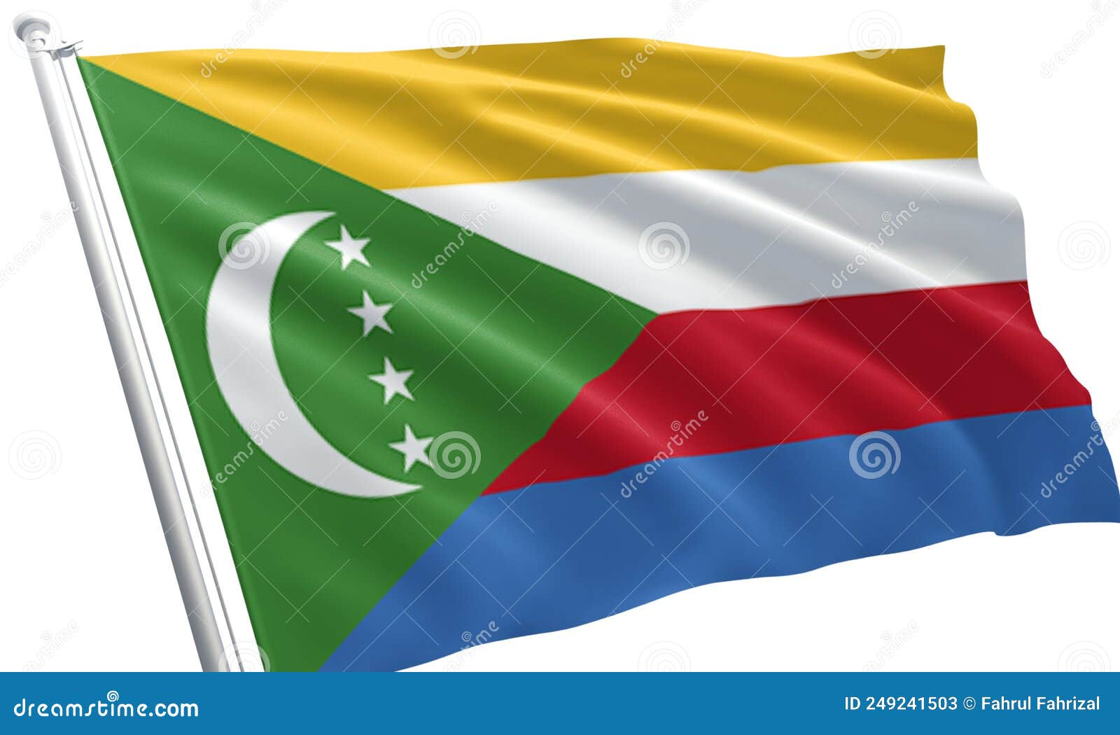 Gros Plan Drapeau Des Comores. Illustration Stock - Illustration du ...