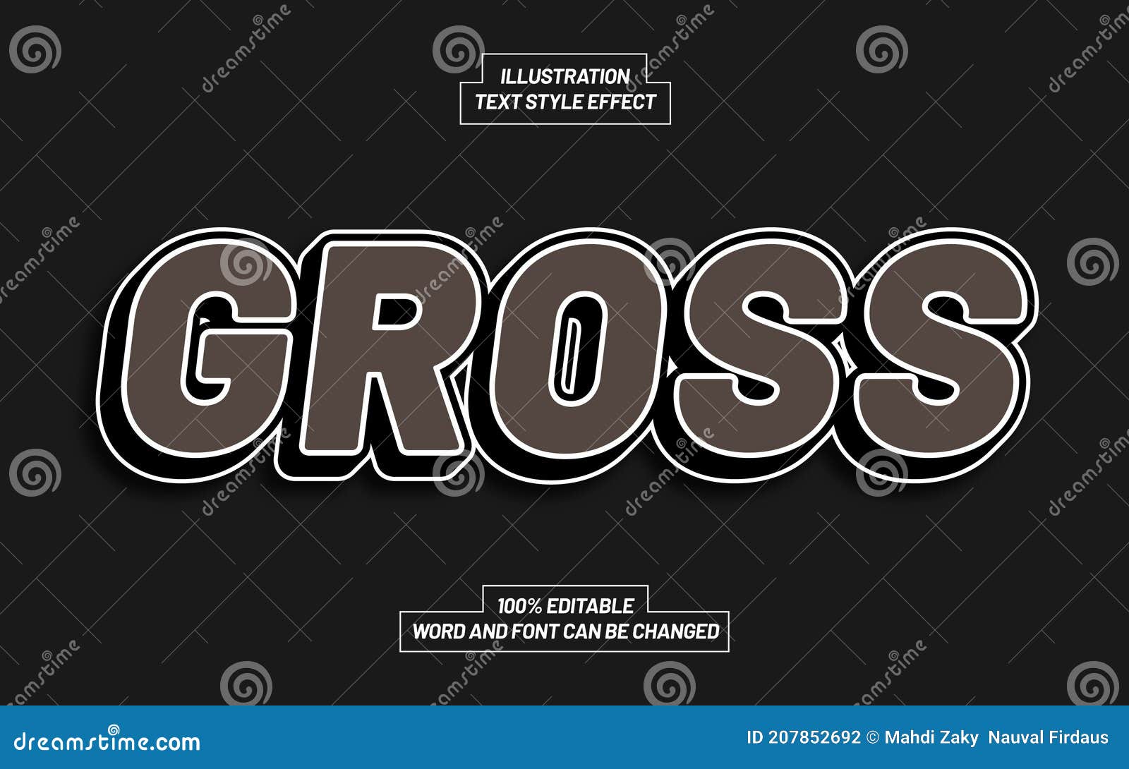 Gross Design Text Style Effect Stock Vector - Illustration of hipster ...