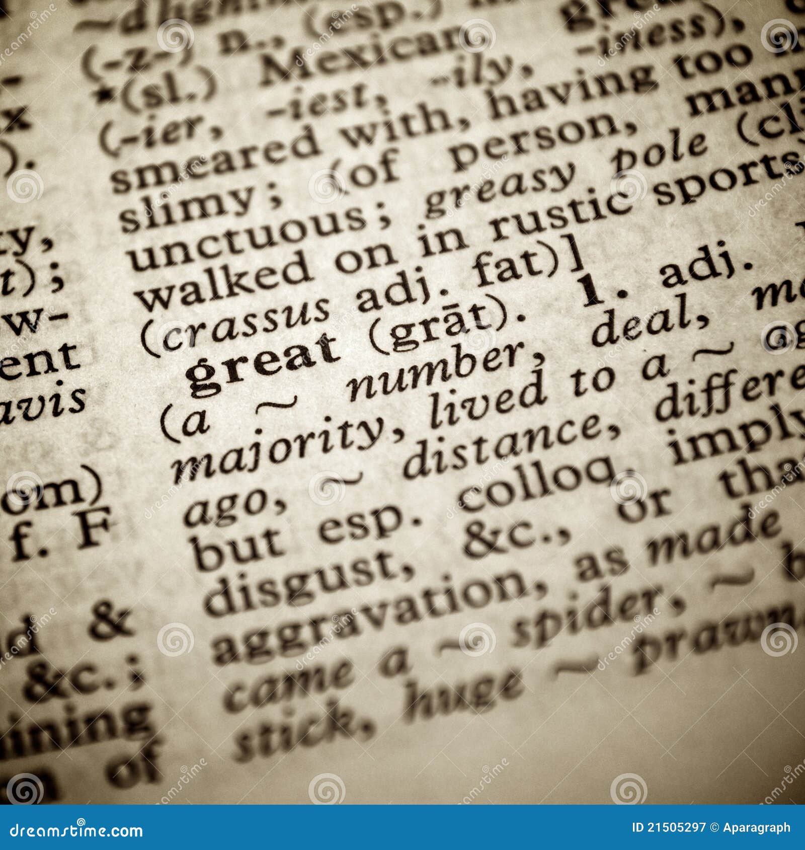 Grote Definitie in Een Woordenboek Stock Afbeelding - Image of brief ...