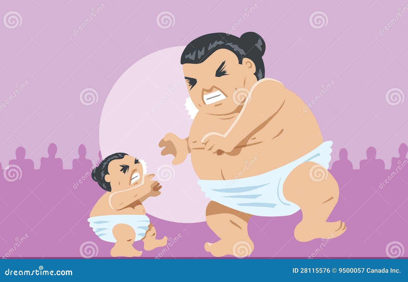 Grote En Uiterst Kleine Worstelaar Sumo Vector Illustratie ...