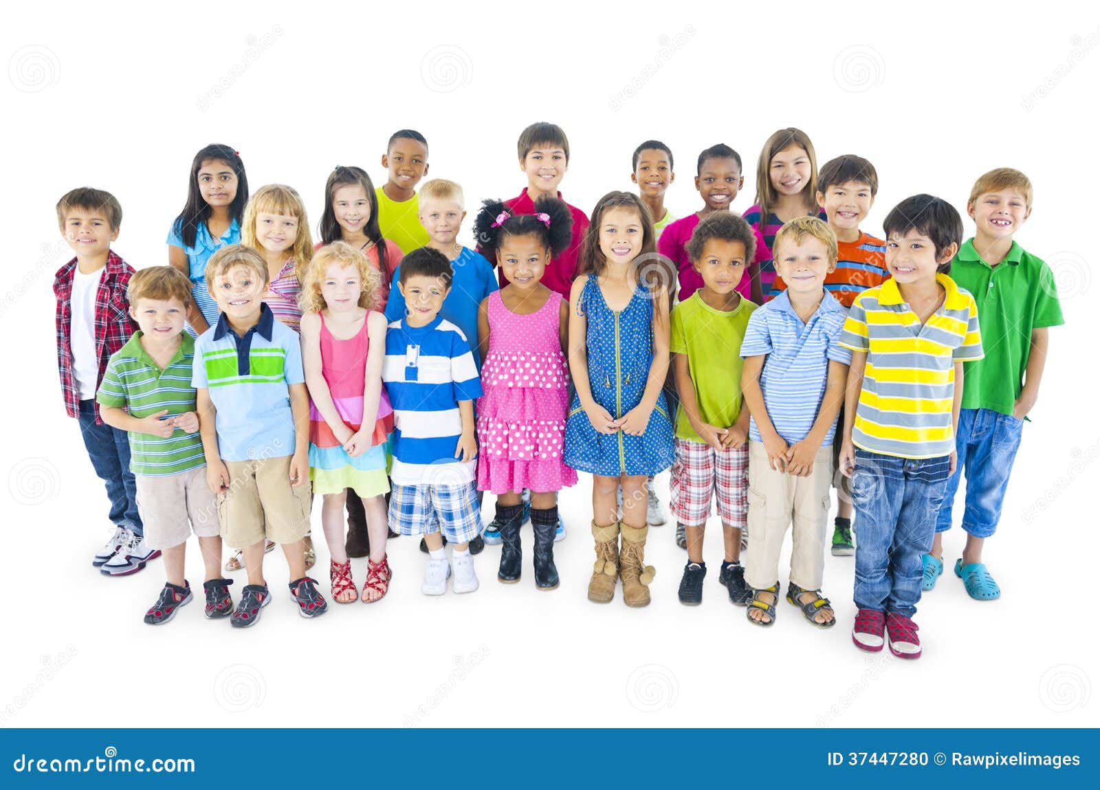 Grote Groep Kinderen Op Witte Achtergrond Stock Foto - Image of ...