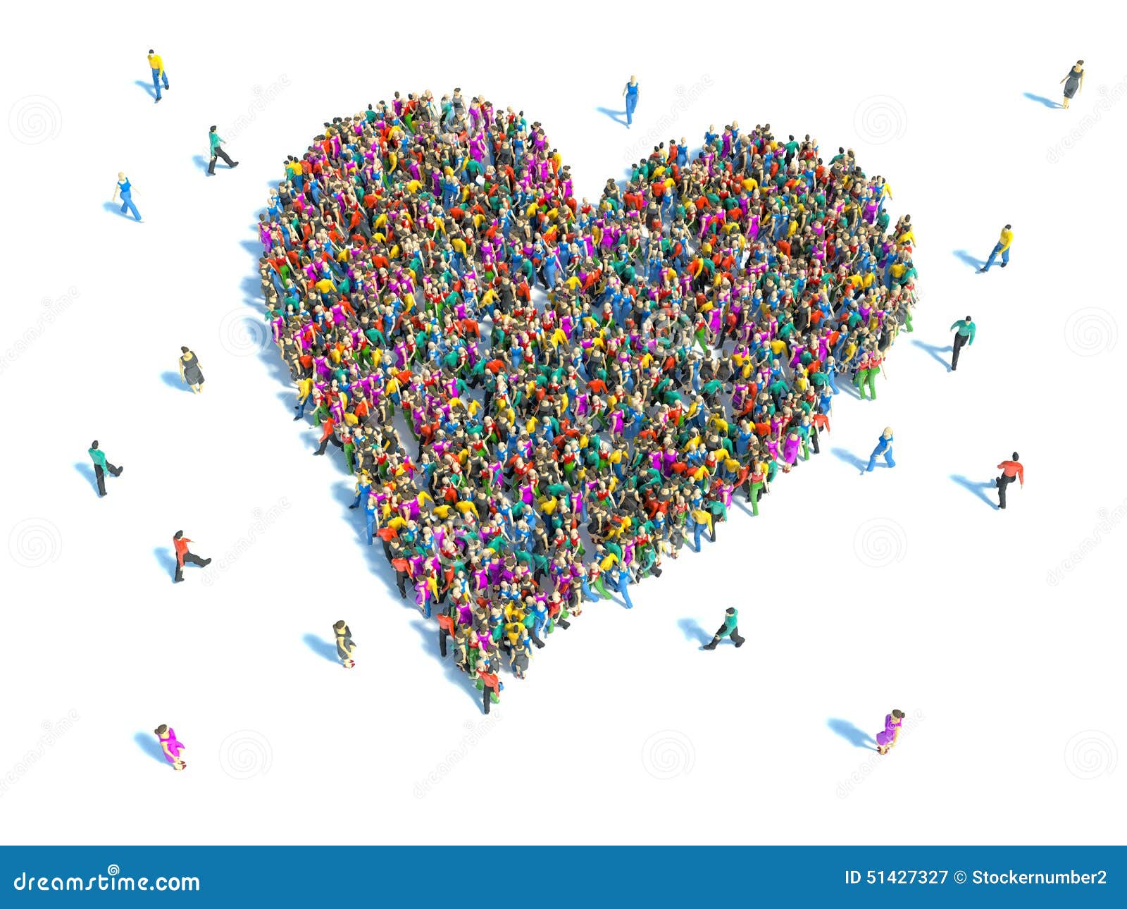 Grote Groep Mensen in De Vorm Van Een Hart Stock Illustratie ...